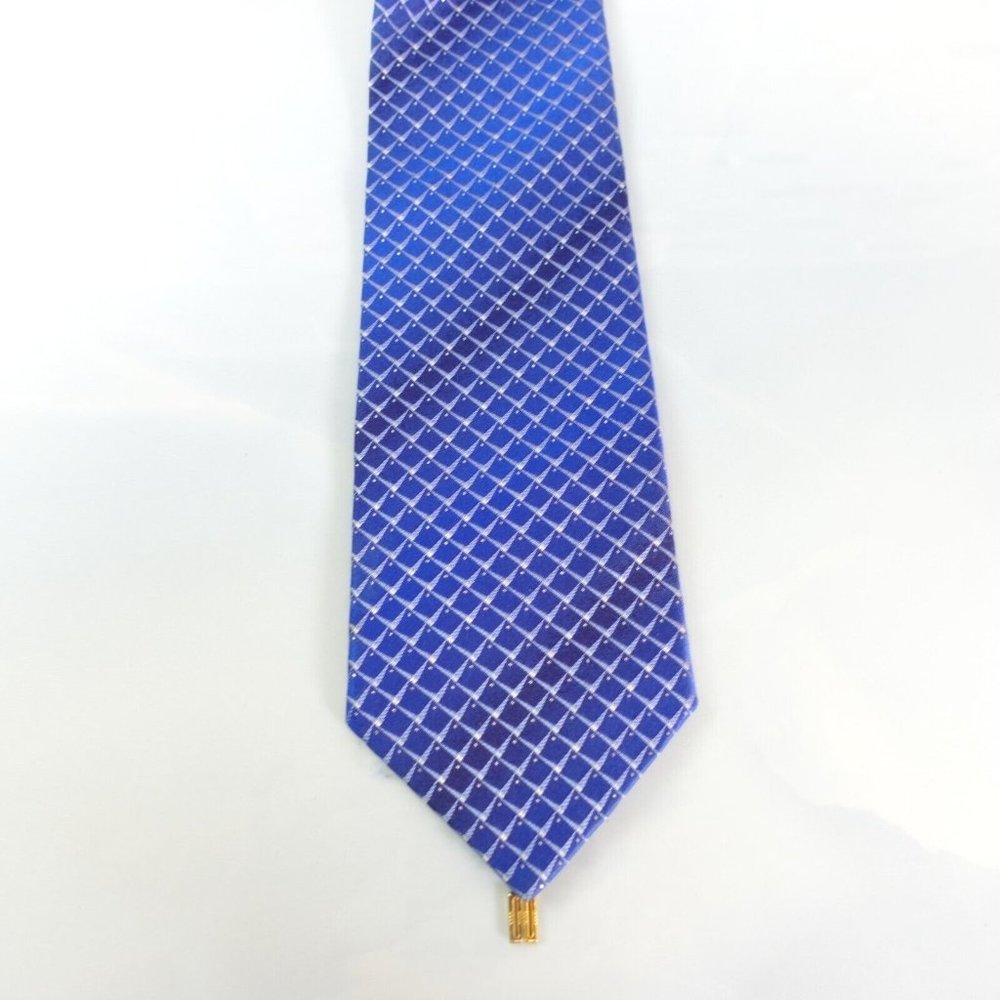 Daks Luxury Men's Royal Blue Metallic Necktie Geometr… - Gem